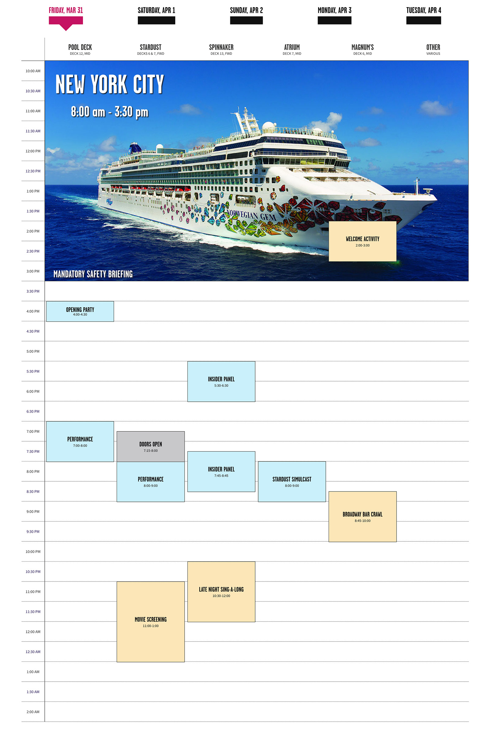 Schedule - The Broadway Cruise